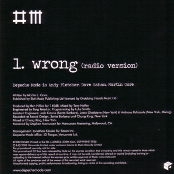Depeche Mode "Wrong" 2009